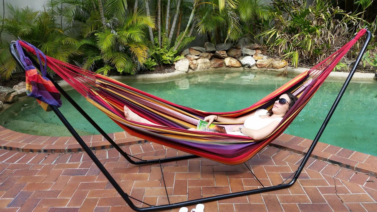 Free Standing Hammock: Large Purple And Red Multi Coloured Canvas ...