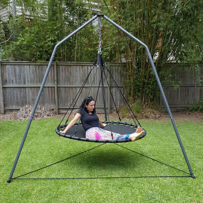 150cm Black Mat Nest Swing With Tripod Stand Heavenly Hammocks