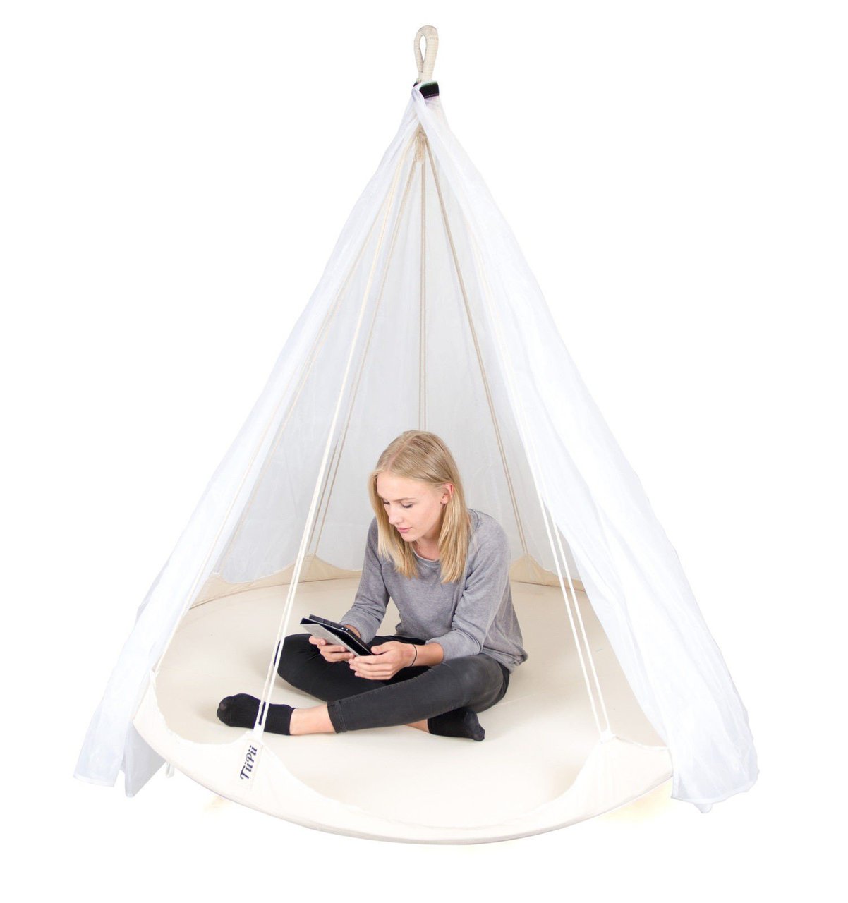 White Tiipii Floating Bed With Mosquito Net - Heavenly Hammocks